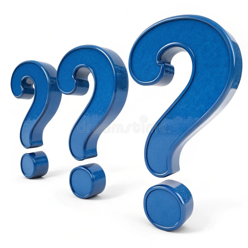 3D Realistic Blue Question Marks Luxury Template Isolated on ...
