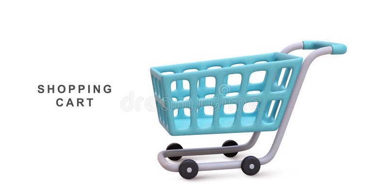 3d Realistic Blue Shopping Cart Isolated. Vector Illustration Stock ...