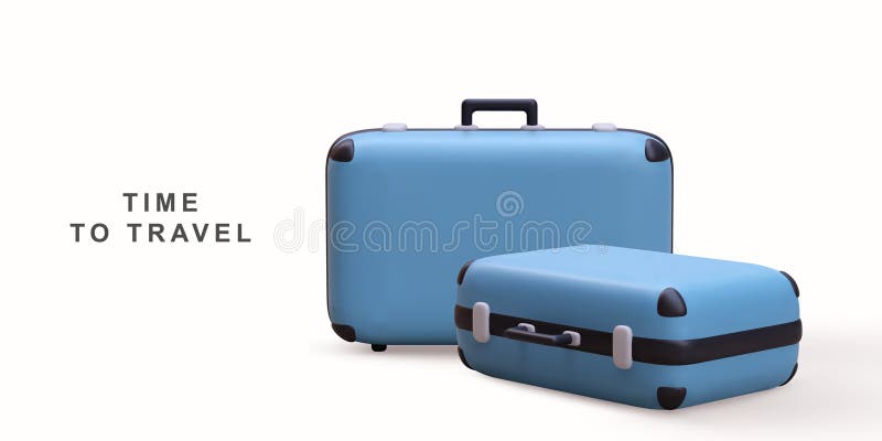 3D Realistic Blue Travel Bags on White Background. Vector Illustration ...