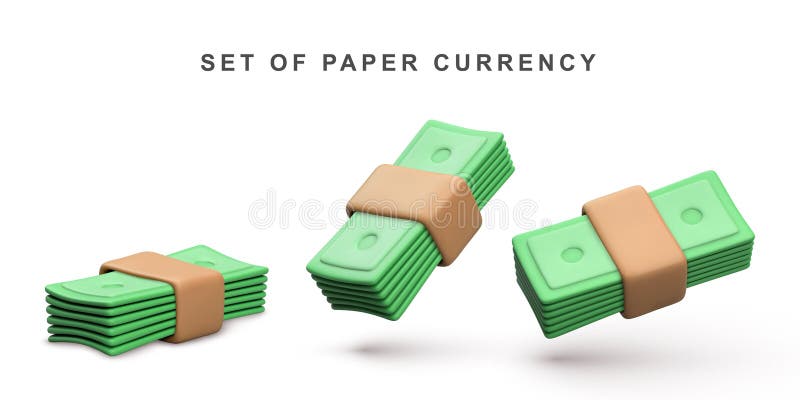3d Realistic Bundles of Money. Vector Illustration Stock Vector ...
