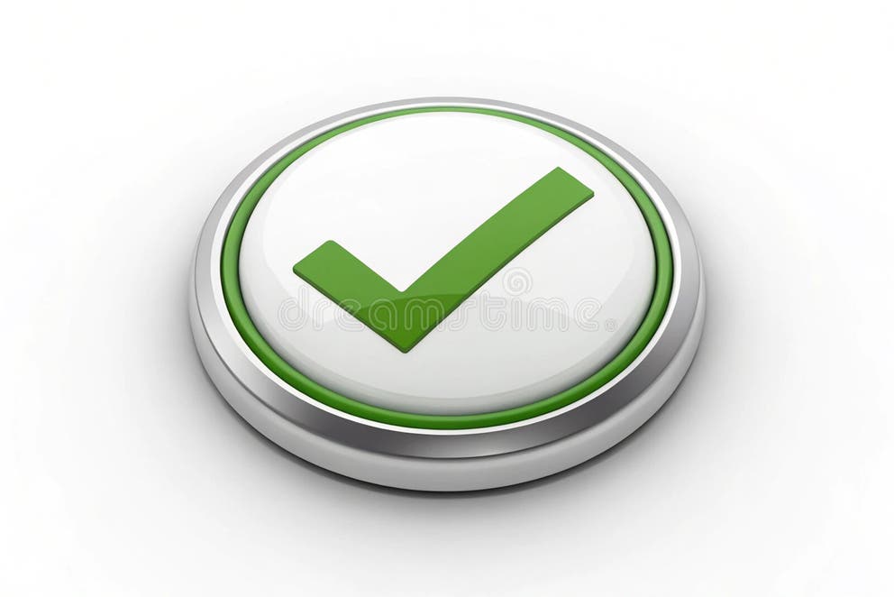 3D Realistic Check Mark Button Illustration Stock Illustration ...