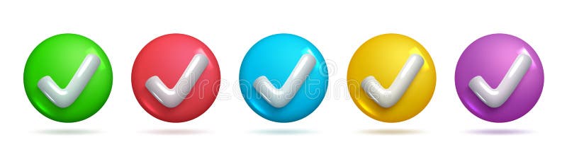3d Realistic Check Mark Icons in Different Colours. Sets of Check ...