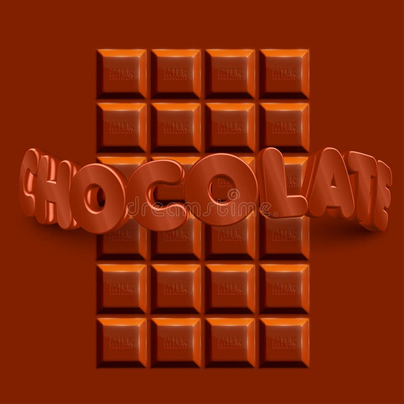 3D Realistic Chocolate Bar with 3D `CHOCOLATE` Text, Vector Stock ...
