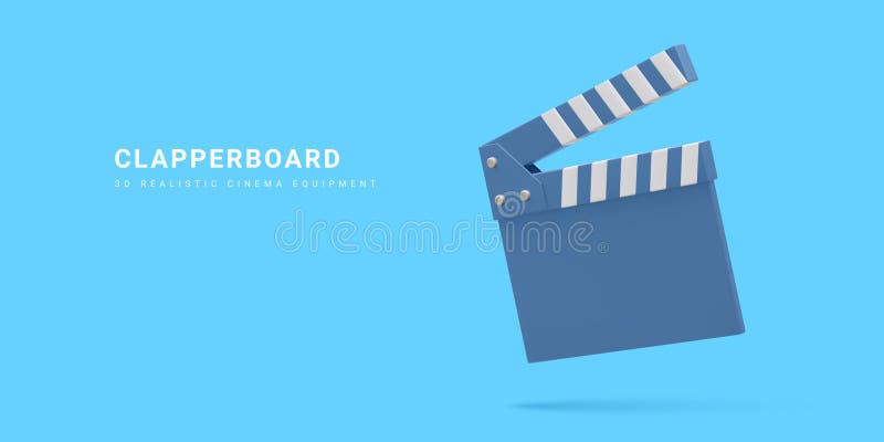 3d Realistic Clapperboard. Movie Clapper Board in Plastic Cartoon Style ...