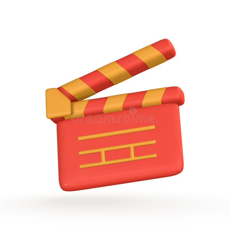3d Realistic Clapperboard. Movie Clapper Board in Plastic Cartoon Style ...