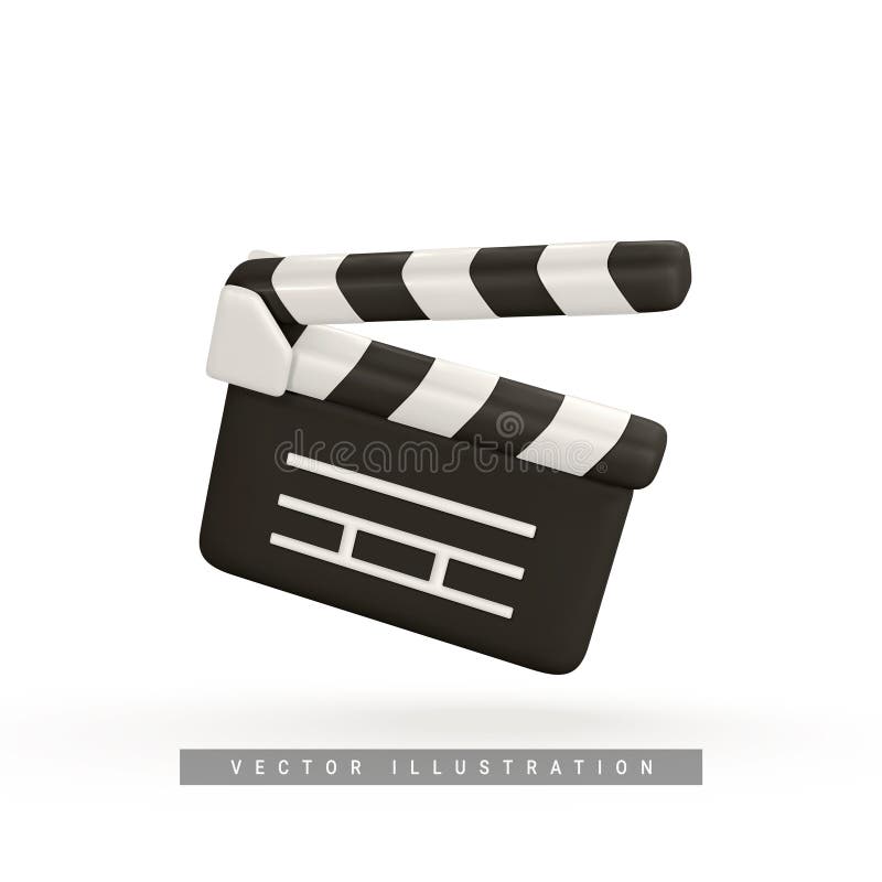 3d Realistic Clapperboard. Movie Clapper Board in Plastic Cartoon Style ...