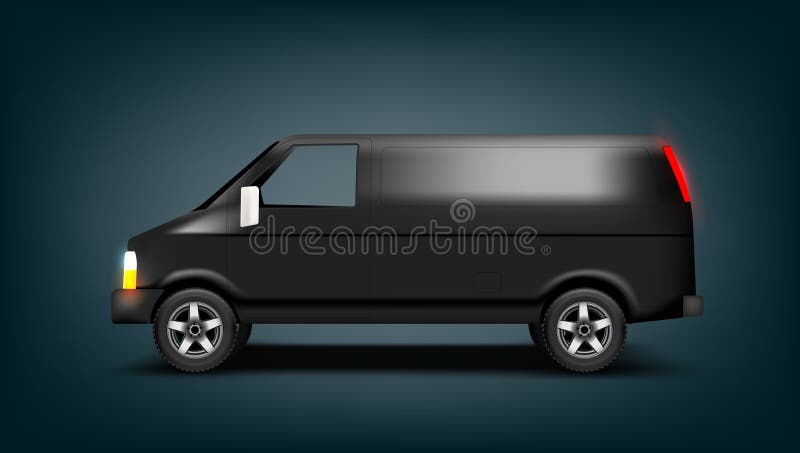 3D Realistic Clear Black Van Side View Stock Vector - Illustration of ...