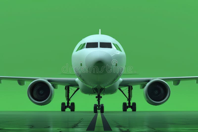 3d Realistic Close Up Airplane in the Green Screen Background Stock ...
