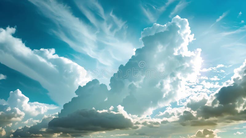 3d Realistic Cloudscape Animated Scene with Clear Blue Sky and White ...