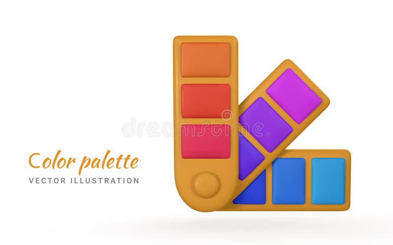 3d Realistic Color Palette in Cartoon Style. Vector Illustration Stock ...