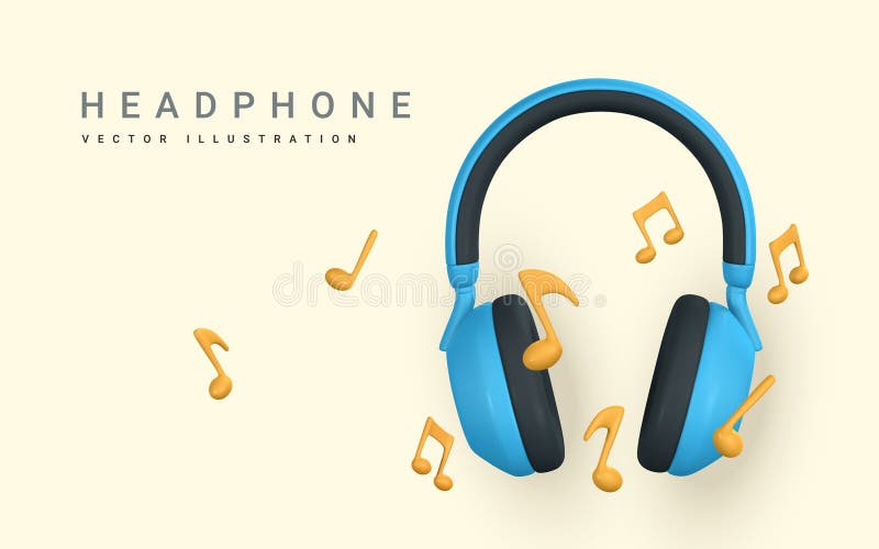 3d Realistic Colour Headphone with Music Note for Music Concept Design ...