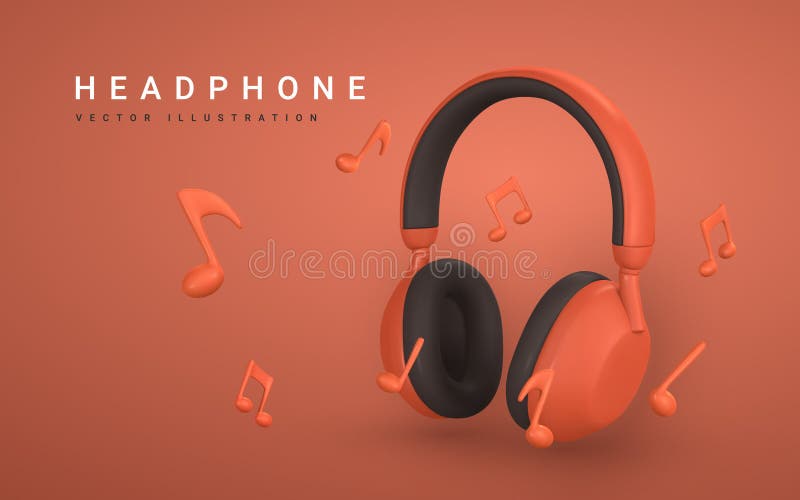 3d Realistic Colour Headphone with Music Note for Music Concept Design ...
