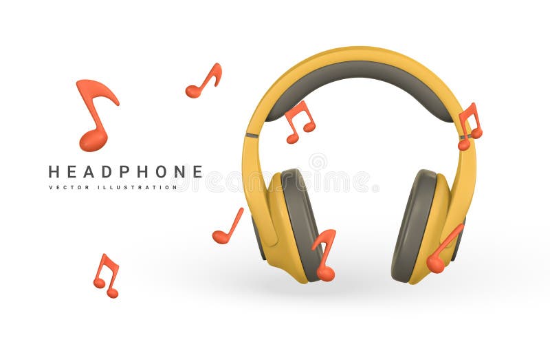 3d Realistic Colour Headphone with Music Note for Music Concept Design ...