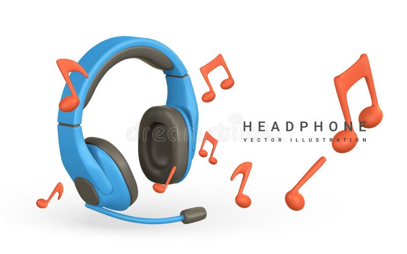 3d Realistic Colour Headphone with Music Note for Music Concept Design ...