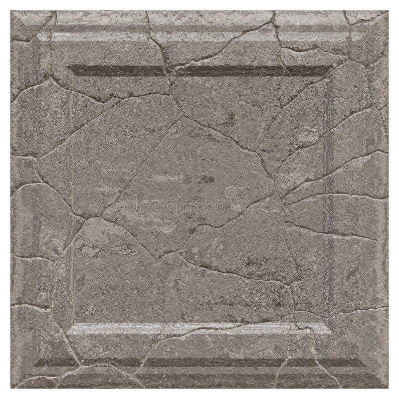 3D Realistic Cracked Concrete Square Relief Frame Rendered Texture ...