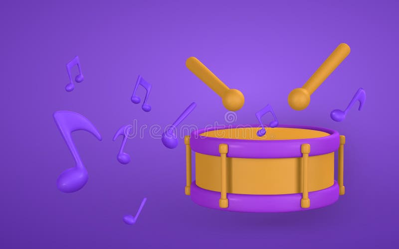 3d Realistic Drum for Music Concept Design in Plastic Cartoon Style ...
