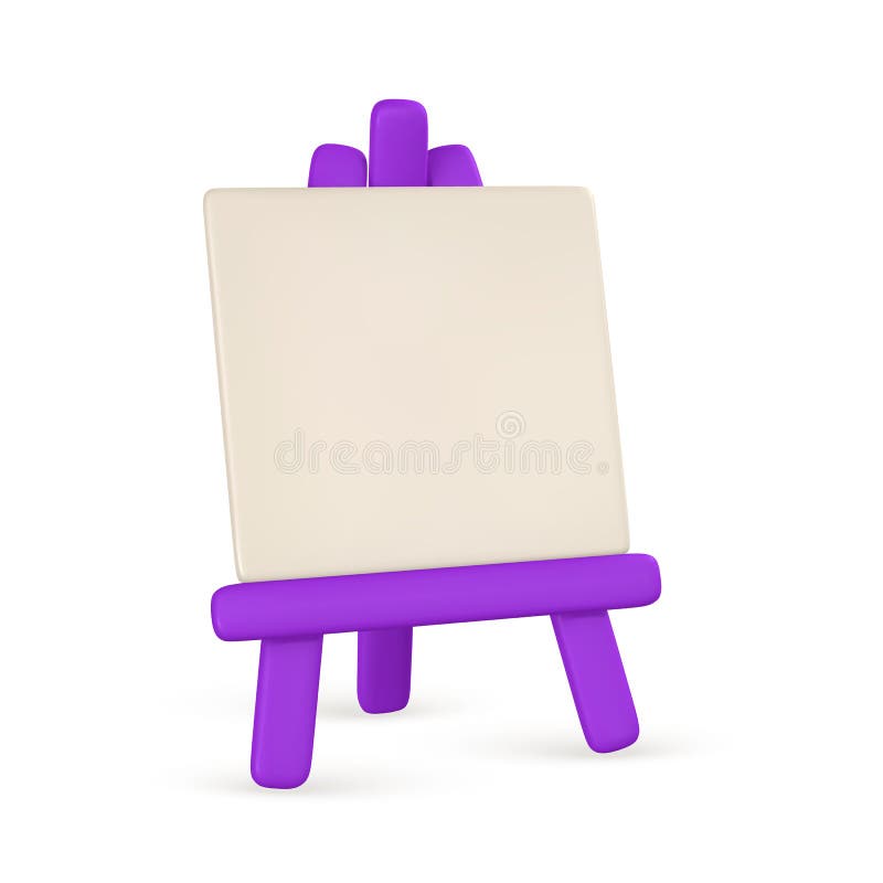 3d Realistic Easel with Empty Canvas. Easel with Poster in Cartoon ...