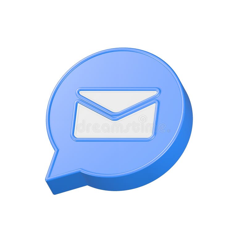 3d Realistic Email Icon Notification Blue Color Stock Illustration ...