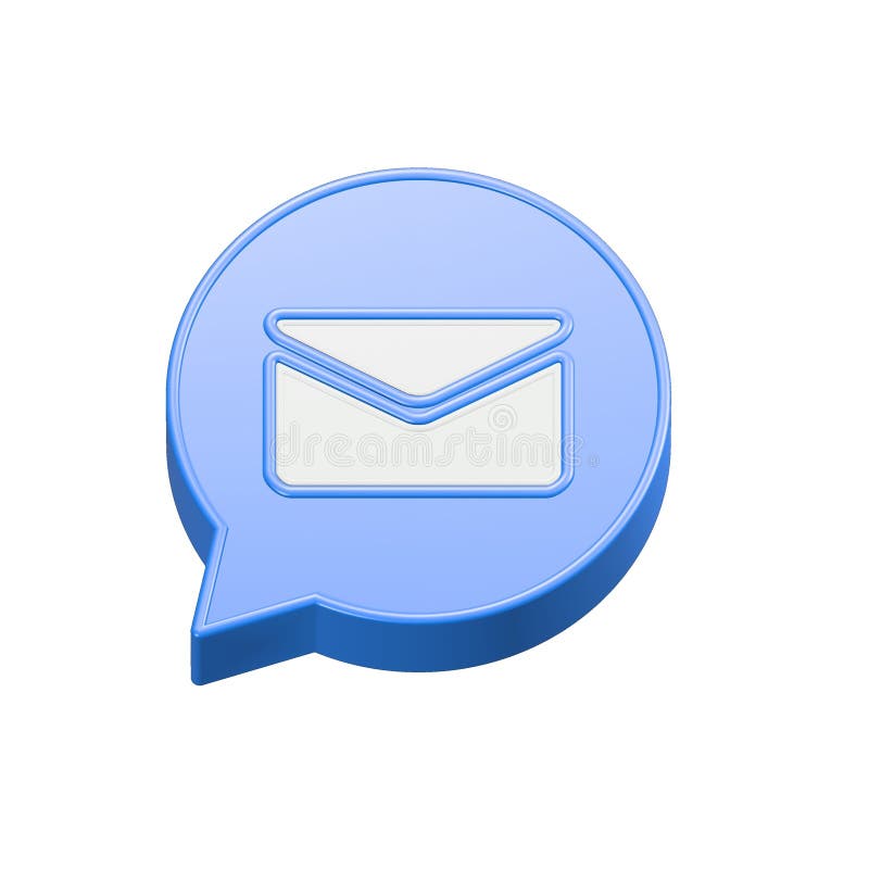 3d Realistic Email Icon Notification Blue Color Stock Illustration ...