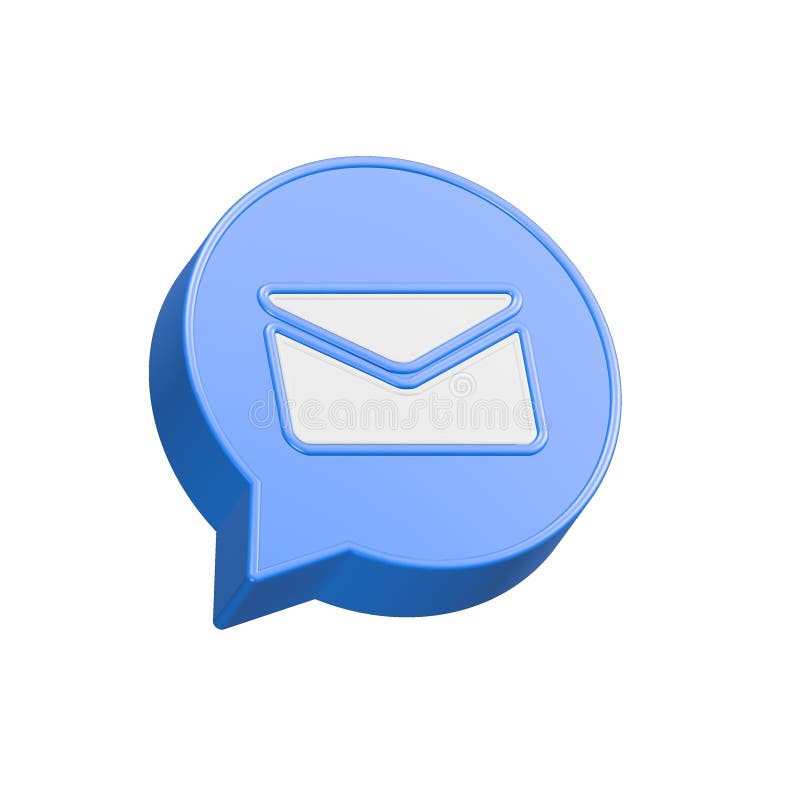 3d Realistic Email Icon Notification Blue Color Stock Illustration ...