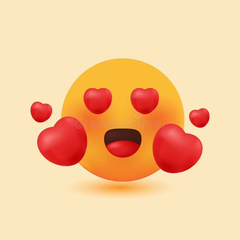 3D Realistic Emoji with Lots of Love Vector Cartoon Illustration Stock ...