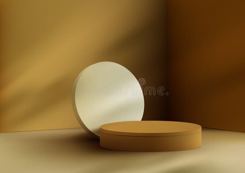 3D Realistic Empty White Podium Stand with Circle Colorful Backdrop on ...