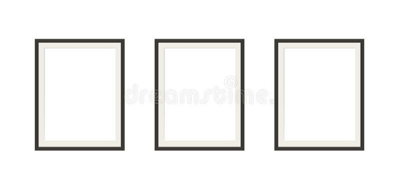 3d Realistic Frames. Set of 3 Black Vertical Frames. a Classic Frame ...