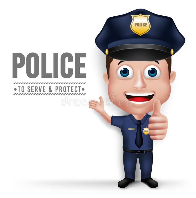 3D Realistic Friendly Police Characters Policeman and Policewoman Stock ...