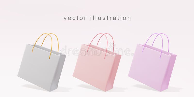 3d Realistic Gift Bags. Vector Illustration Stock Vector - Illustration ...