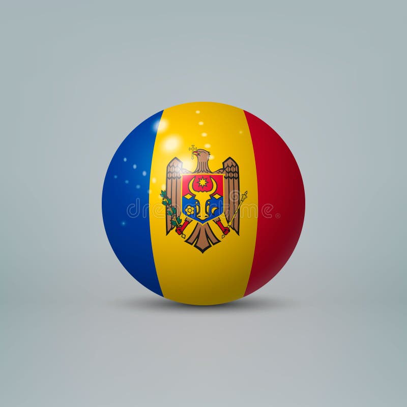 3d Realistic Glossy Plastic Ball or Sphere with Flag of Moldova Stock ...