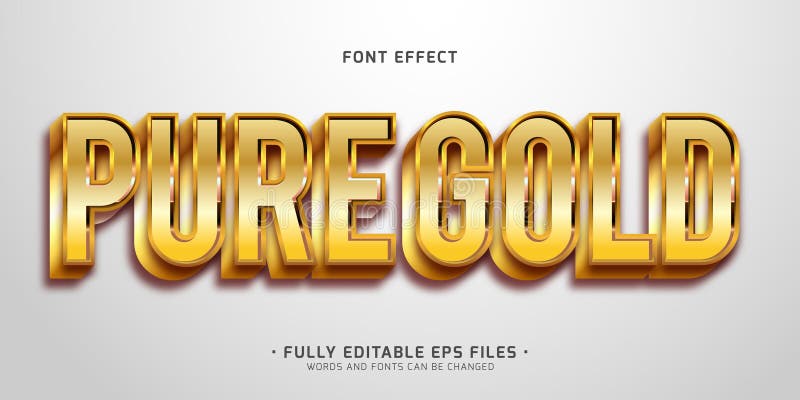3d Realistic Gold Text Effect Stock Vector - Illustration of metallic ...