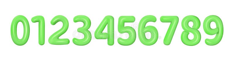 3d Realistic Green Numbers from 0 To 9. Collection of 3d Plastic ...