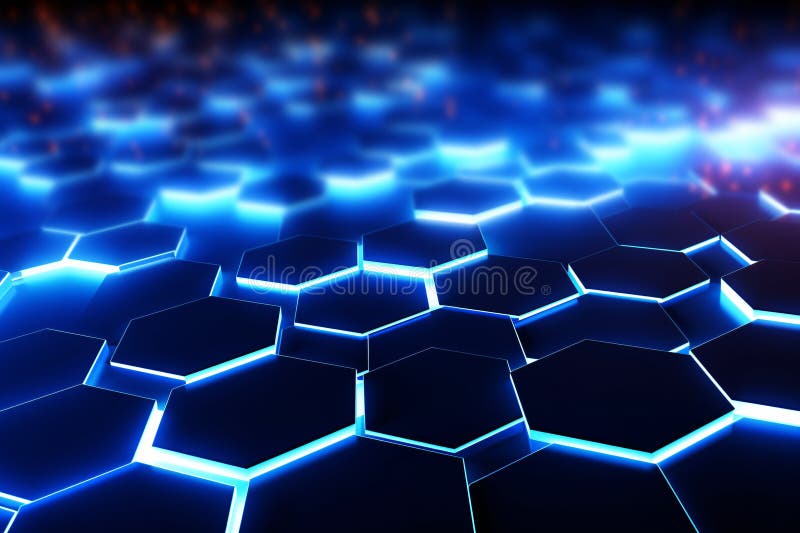 3D Realistic Hexagons Pattern Texture with LED Neon Lights Stock ...