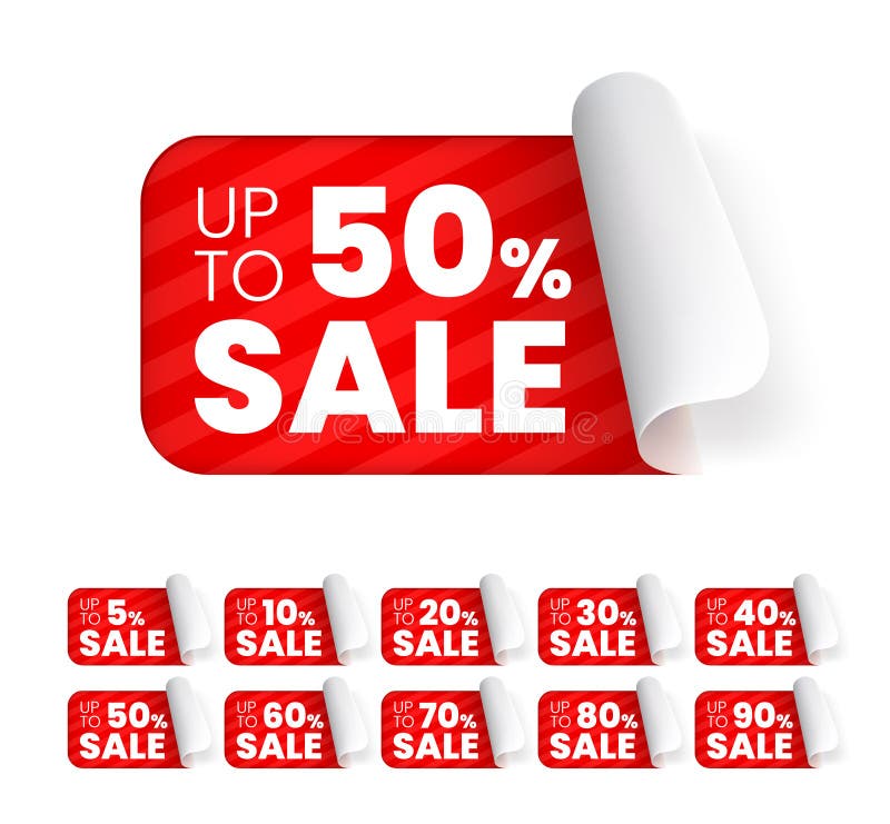 3D Realistic High Quality Red Labels on White Background Stock Vector ...