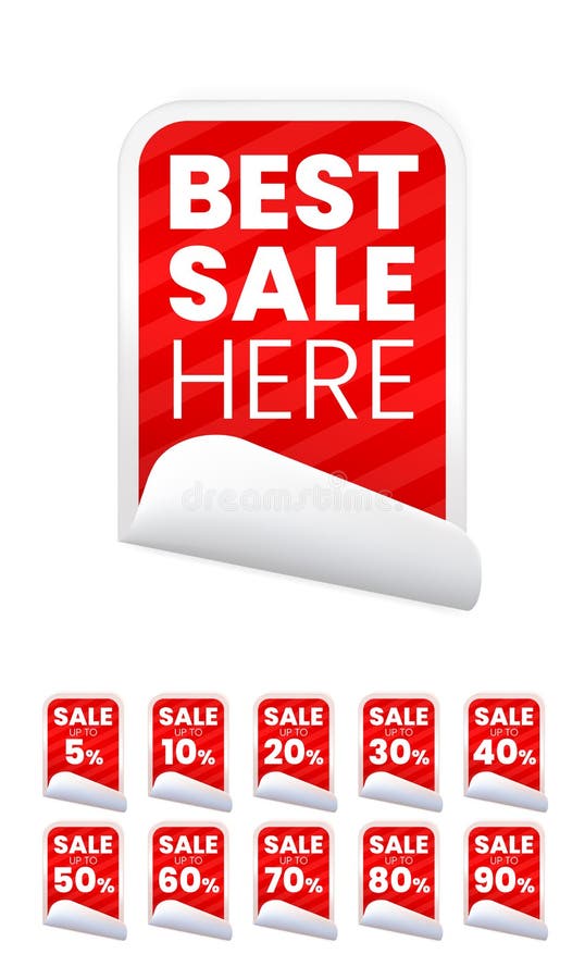 3D Realistic High Quality Red Labels on White Background Stock Vector ...