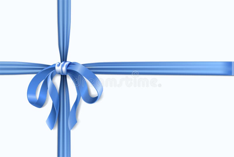 Realistic Icon. Blue Satin Ribbon for Rectangular Bow with a Bow Stock ...