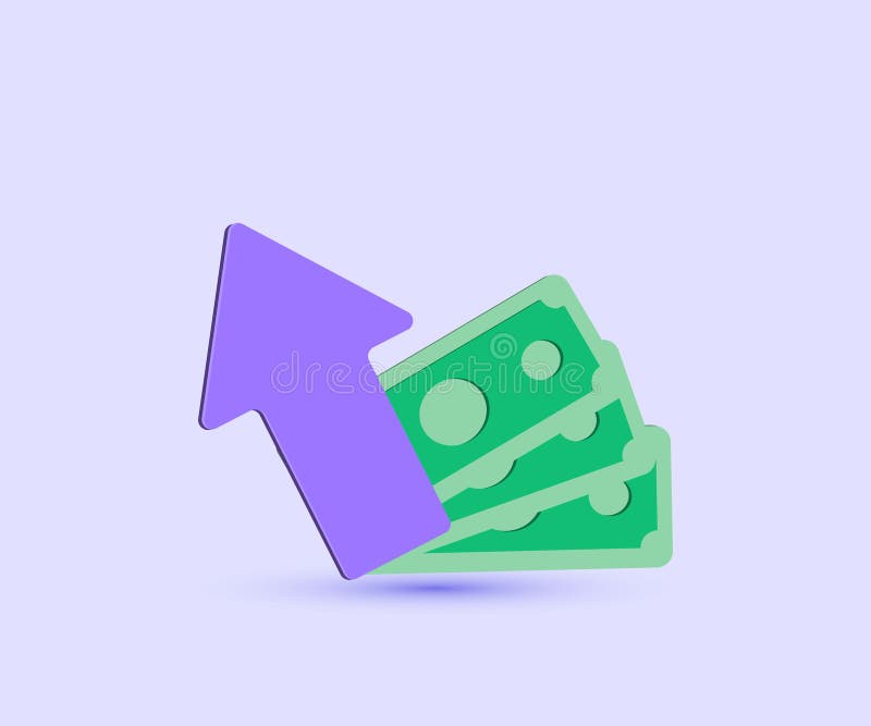 3d Realistic Icon Growth Stock Chart Arrow Dollars Vector Design Stock Vector - Illustration of ...