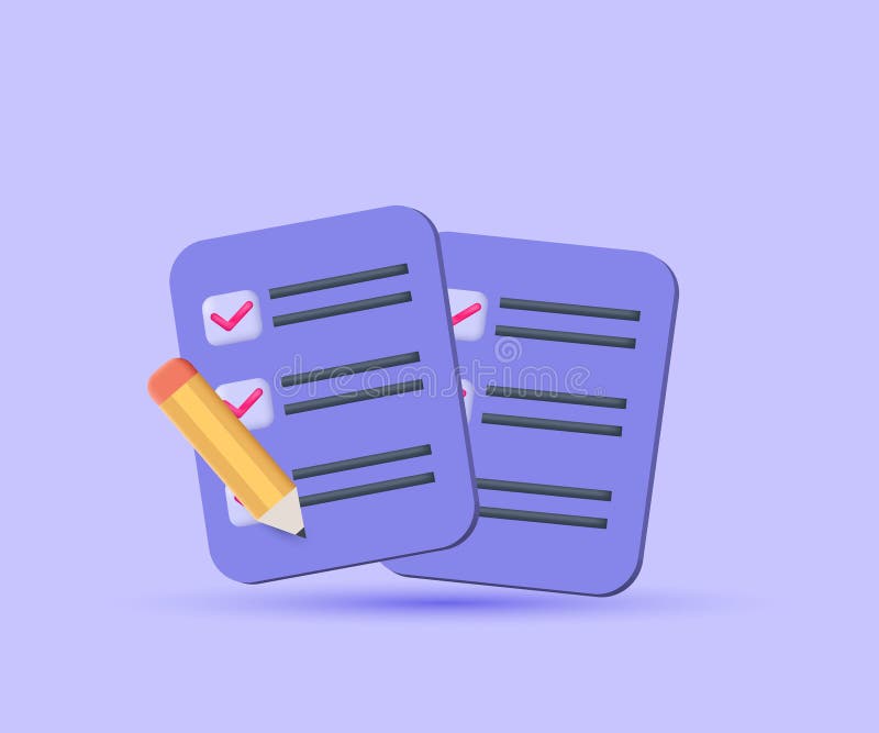 3d Realistic Icon Notes Check Mark Completed Task Vector Design Stock ...