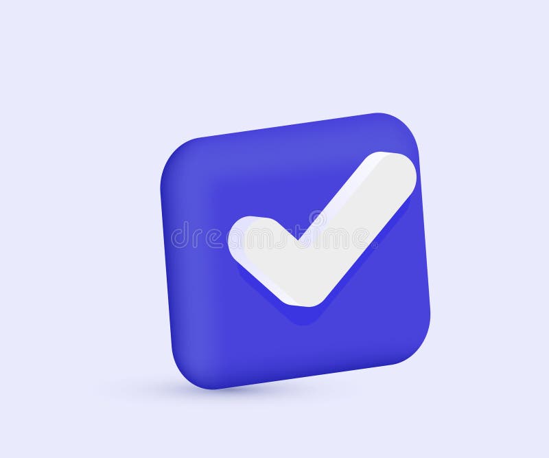 3d Realistic Icon Purple Check Mark Isolated on Vector Design Stock ...