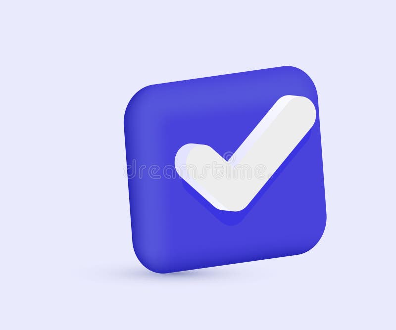 3d Realistic Icon Purple Check Mark Isolated on Vector Design Stock ...