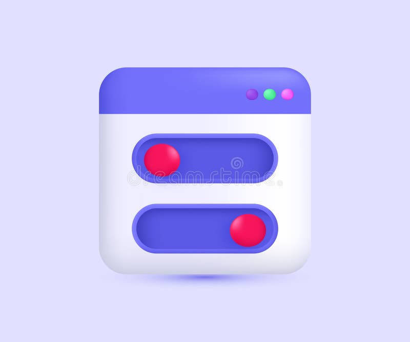 3d Realistic Icon Purple on Off Buttons Switch Browser Vector Design ...