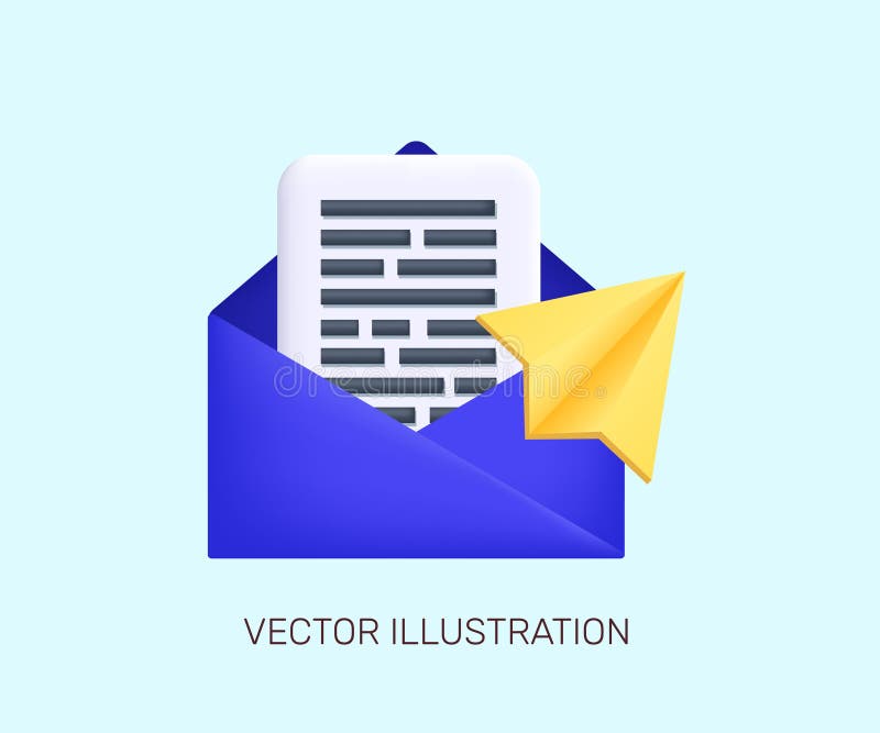 3d Realistic Icon Send Email Notification Unread Mail Vector Design ...