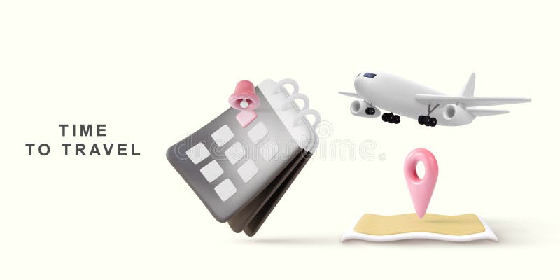 3d Realistic Illustration of Travel Concept, Airplane Flying by Map ...