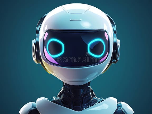 3 D Realistic Image of a Chat Bot Looking at the Camera Assitant ...