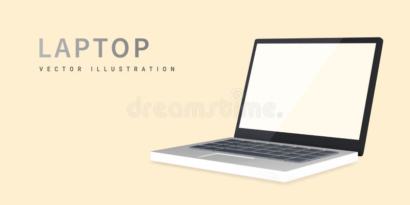 3d Realistic Laptop with Blank Screen on Orange Background. Vector ...
