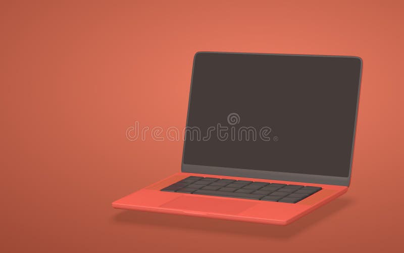 3d Realistic Laptop with Blank Screen on Orange Background. Vector ...