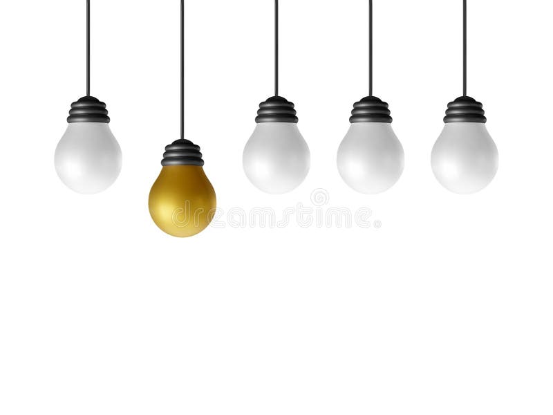 3d Realistic Light Bulb Icons. Idea Concept Stock Vector - Illustration ...
