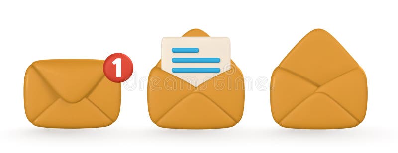 3d Realistic Mail Envelope Icon. Incoming Mail Notify. Online Email ...