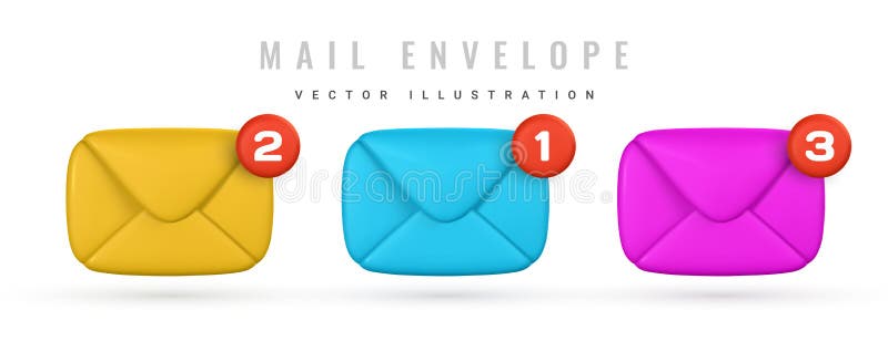 3d Realistic Mail Envelope Icon. Incoming Mail Notify. Online Email ...