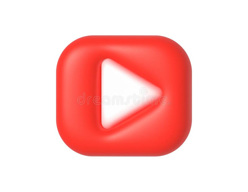 3d Realistic Media Play Button. Red Square Play Button To Launch ...